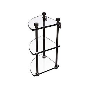 Allied Brass FT-6 Foxtrot Collection Three Tier Corner Glass Shelf, Oil Rubbed Bronze