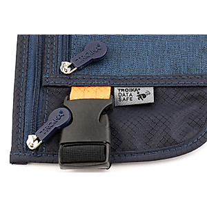 TROIKA SICHERHEITSGURT – BLB20/DB – Belt bag + 2 zipper compartments – money belt –fraud prevention (RFID chips) – for tickets, passport, ID card, driving license, boarding cards – TROIKA-original