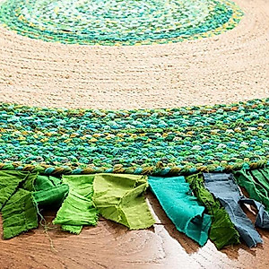 Aizza Trends Jute and Cotton Carpet for Living Room, Jute Round Floor Mat, Rugs for Living Room, Jute Centre Table Carpet, Home Decore Rug (2x2 Feet (60x60 Cm))