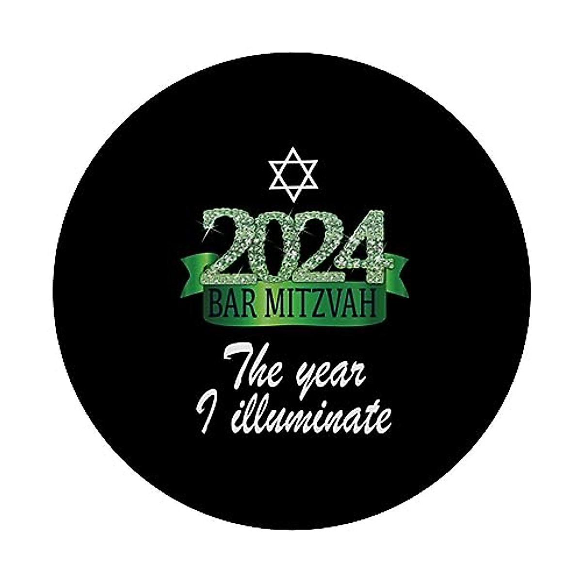 2024 Bar Mitzvah Quote Festive Black Green Decor PopSockets Standard PopGrip
