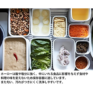 Noda Horo WSM-S Enameled Storage Container, Square, For S Size, White Series, With Airtight Lid, Made in Japan