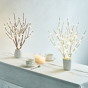 Birchlitland Lighted Brown Branches 18IN 70L Warm White Fairy Lights, LED Willow Branch Lights with Timer Battery Operated for Home Bedroom Living Room Vase Decoration