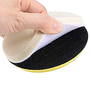 uxcell 5 Inch Wool Felt Polishing Pad, Buffing Wheels Polish Pad,Flocking Hook & Loop Back for Random Orbital Sander 4pcs