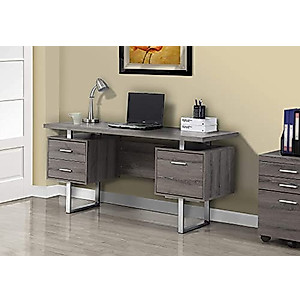 Monarch Specialties Dark Taupe Reclaimed-Look/Silver Metal Office Desk, 60-Inch