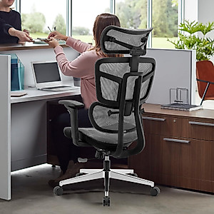 Ergonomic Office Chair, High Back Office Chair, Big & Tall Mesh Computer Chair with Lumbar Support/Headrest/5D Armrests, Executive Desk Chair with Adjustable Height for Home Office/Learning/Conference