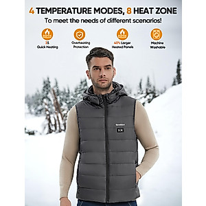 ORRNIKKO [2024 All-New] Heated Vest for Men - 7.4V 16000mAh Battery Pack and Detachable Heated Hood, Mens Heated Vest