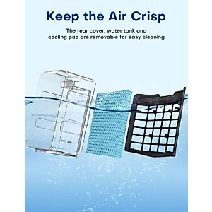 CENSTECH 4-IN-1 Portable Air Conditioners, Evaporative Air Cooler w/4 Modes & 3 Speeds, 15H Timer for Smart Auto-off, 2-Gal Tank for 20H Cooling,17FT Remote,No Hose Needed,120°Oscillating Swamp Cooler