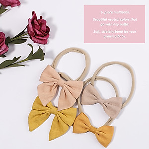 doboi 24pcs Baby Girls Flower and Hair Bows Headbands Soft Nylon Hairbands Elastic Hair Accessories for Newborns Infants Toddlers and Kids