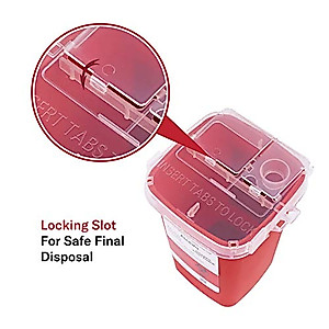 Alcedo Sharps Container for Home Use and Professional 1 Quart (3-Pack) | Biohazard Needle and Syringe Disposal | Small Portable Container for Travel