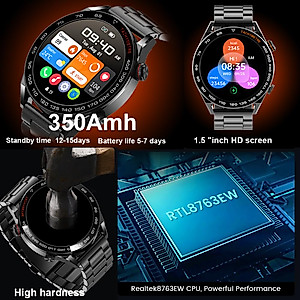 paazomu Men Smart Watch for Android iOS, Bluetooth Call with Heart Rate/Sleep Monitor Fitness Tracker, 1.46" Full Touch Screen IP67 Waterproof Stainless Steel Business Activity Tracker for Men