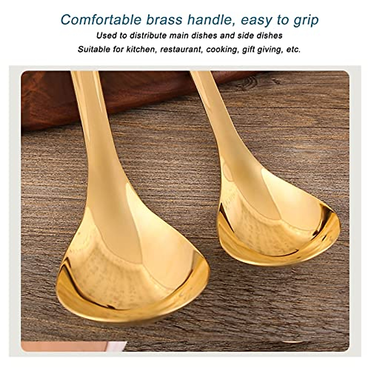 Serving Spoon, Brass Material Glossy Comfortable Grip Thickened Mirror Polished Finish Soup Ladle for Restaurant(Small)