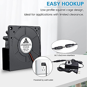 GDSTIME 120mm Blower Fan, AC 110V 220V DC 12V Powered Fan with Speed Control, for Receiver DVR Xbox Modem AV Cabinet Cooling