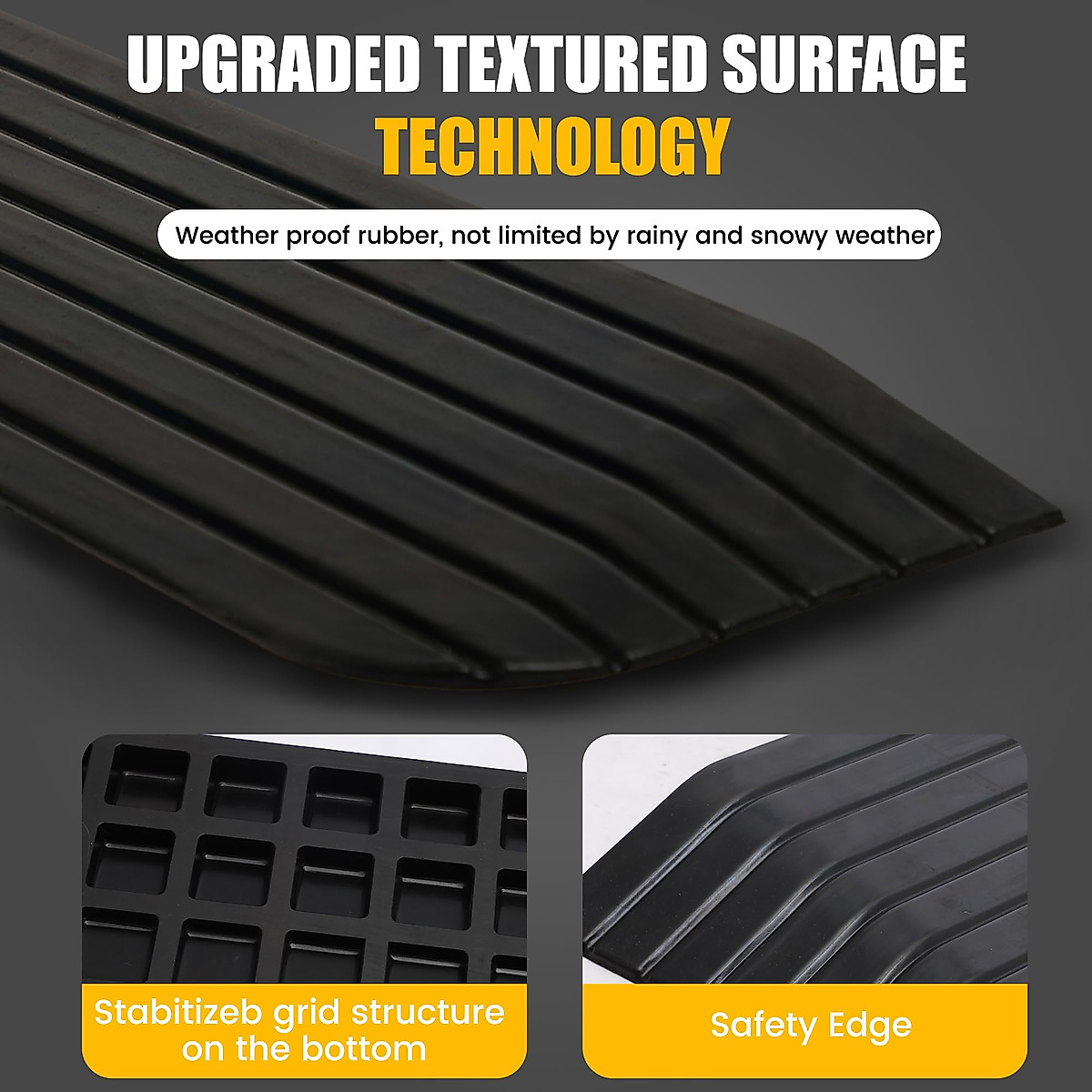 MAGIC UNION 1" Rise Solid Rubber Power Wheelchair Threshold Ramp Doorway