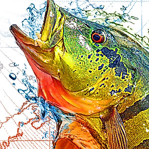 Rattlin Jack Men's UPF 50+ Peacock Bass Fishing Shirts Long Sleeve L White