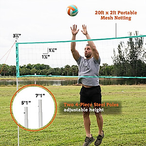 Hall of Games 20-ft Outdoor Volleyball and Badminton Net with Carrying Bag Accessories Set and Adjustable Steel Poles Perfect for Backyards