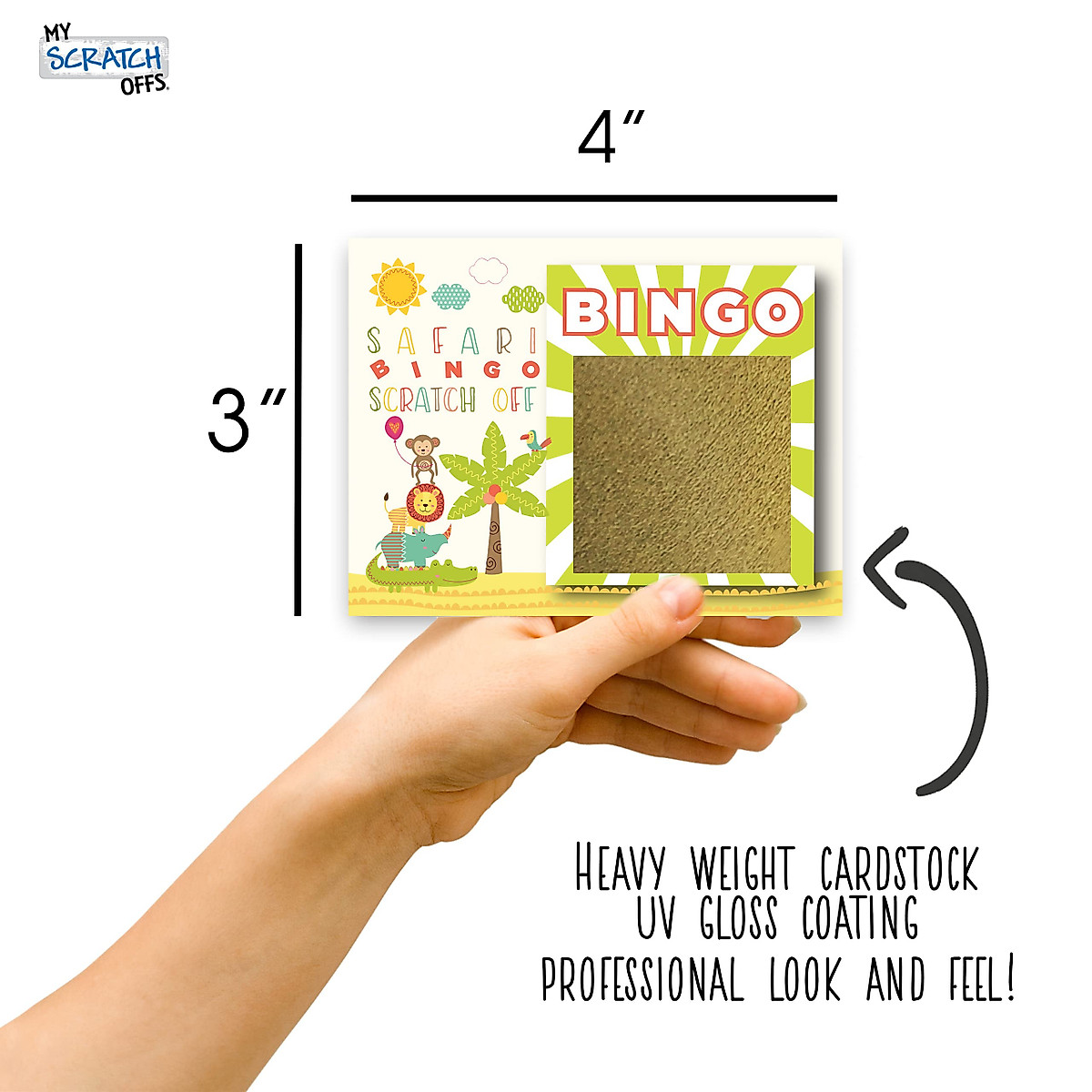 My Scratch Offs - 26 Pack Safari Baby Shower Bingo Scratch Off Game & Lottery Ticket Cards Fun and Easy Perfect for Games, Birthday Party for Family and Friends