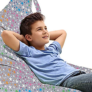 Ambesonne Colorful Lounger Chair Bag, Star Shapes in Colorful Design Sky Night Cosmos Celebration Theme, High Capacity Storage with Handle Container, Lounger Size, Purpleblue and Multicolor