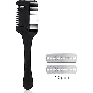ETERCYCLE Hair Cutter Comb with Extra Razors - Perfect for Men, Women, and Kids - Trim, Thin, and Style with Ease - Sleek Black Design - Hair Cutting and Thinning Tool
