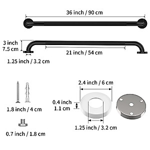 Black Shower Grab Bar w/Anti-Slip Knurled Grip 36 Inch, Zepolu Stainless Steel Bathroom Handicap Grab Bars, Safety Bar Balanced Handrail, Handicap Injury Elderly Senior Assist Support Shower Handle