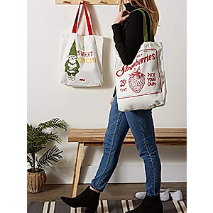 DII Printed Shopping Canvas Bags, Set of 2, Strawberry Garden