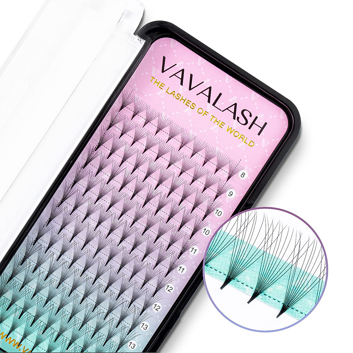 Eyelash Extensions 3D 4D 5D 6D 8D 9D 10D Thickness 0.07/0.1 C/D Curl Eyelashes Middle Stem & Long Stem Heat Bonded Premade Fans Russian Volume Lash Extensions Supplies (Middle Stem 10D-0.07-D-8-15mm)