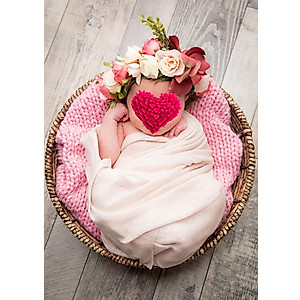 Vivivalue Women Flower Crown Bridal Flower Headband Hair Wreath Floral Headpiece Halo Boho with Ribbon Wedding Party Festival Photos Pink