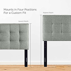 Modway Lily Tufted Linen Fabric Upholstered King Headboard in Gray