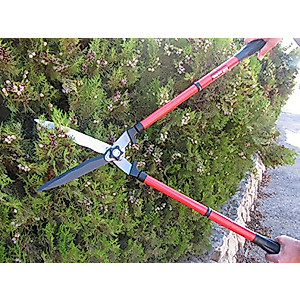 TABOR TOOLS B212A Telescopic Hedge Shears with Wavy Blade and Extendable Steel Handles. Extendable Manual Hedge Clippers for Trimming Borders, Boxwood, and Tall Bushes.