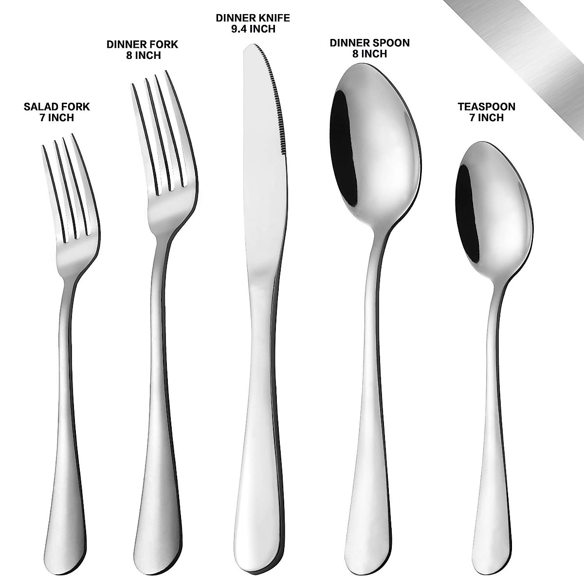 Silverware Set, 40-Piece Flatware Set, Stainless Steel Home Kitchen Hotel Restaurant Tableware Cutlery Set, Service for 8,Include Knife/Fork/Spoon,Mirror polished, Dishwasher Safe
