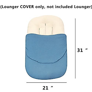 Muslin Baby Lounger Cover 2 Pack, Organic Cotton Removable Slipcover for Newborn,Baby Padded Lounger Infant Floor Seat Cover for Boys Girls (Blue/Gray)