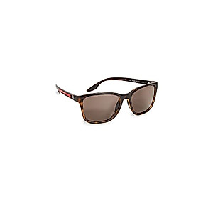 Prada Linea Rossa PS 02WS 58106H Havana Plastic Rectangle Sunglasses Brown Lens