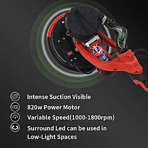 TurboVolt Drywall Sander With Vacuum Dust Collector,Variable Speed 800W Electric Sander,Popcorn Ceiling Removal Tool 800-1800RPM with Foldable Ceiling Sander,Extendable Handle,LED Light,Sanding Discs