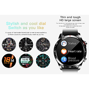KRG Kerunga Business Sports Smart Watch Compatible with iPhone and Android/with Bluetooth Calling/Heart Rate/Sleep Tracker/IP67 (Black Silicone Strap Style, KRG-K29, 10*1.8*0.5inch