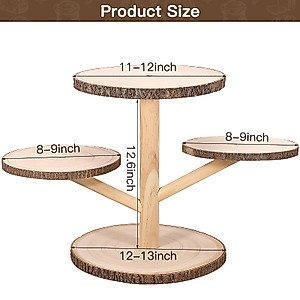 Ayfjovs 4 Tier Round Wooden Cupcake Stand, Wood Cupcake Holder, Cake Tiered Tray, Dessert Stands for Wedding Tea Party Birthday Holiday Baby Shower Dessert Display