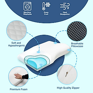 Derila Cervical Pillow for Sleeping - Support Pillow for Side, Back, Stomach Sleepers - Contour Best Bed Pillows for Sleeping