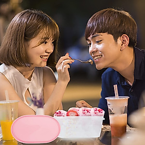 DOITOOL 2pcs Ice Cream Storage Freezer Container With Lids Ice Cream Tubs Freezer Containers for Homemade Ice Cream 1000ml Pink