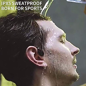 ALOVA Bluetooth Headphones with Mic, Open Ear Headphones Bluetooth 5.0 Sport Headset Waterproof IPX5 Ultra-Lightweight 18 Grams 6D Sound HD Phone Call (Black)