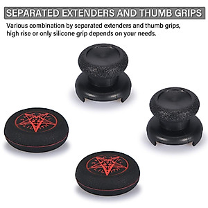 Playrealm FPS Thumbstick Extender & Printing Rubber Silicone Grip Cover 2 Sets for Xbox Series X/S & Xbox One Controller(Demon Circle)
