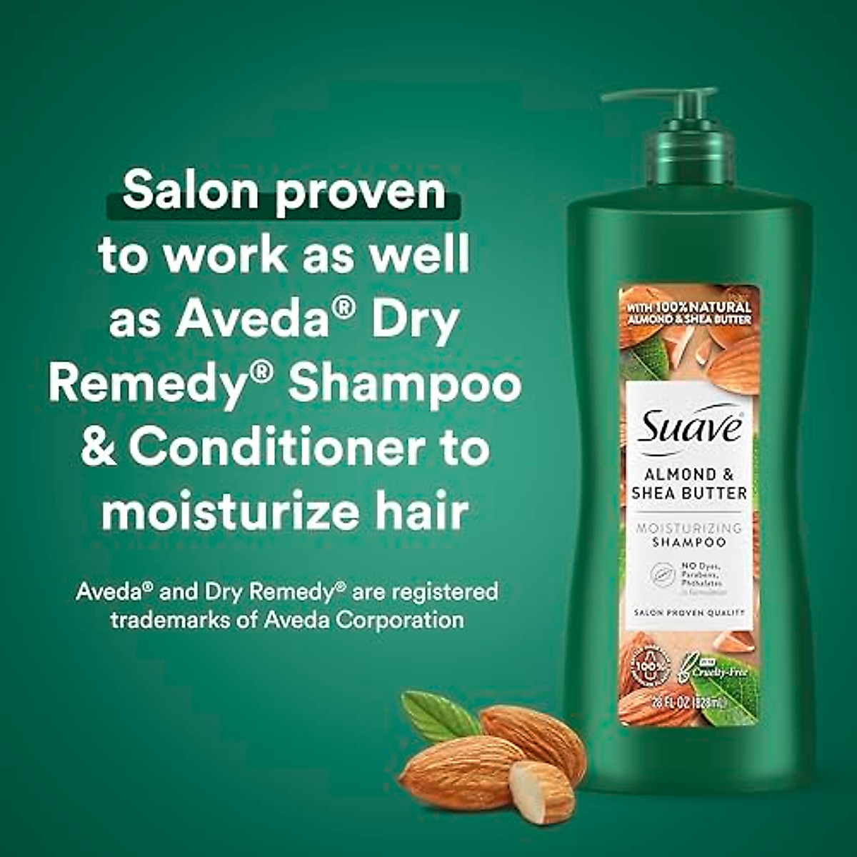 Suave Professionals Moisturizing Shampoo for Dry Hair Almond and Shea Butter Paraben-free and Dye-free 28 oz, Pack of 4
