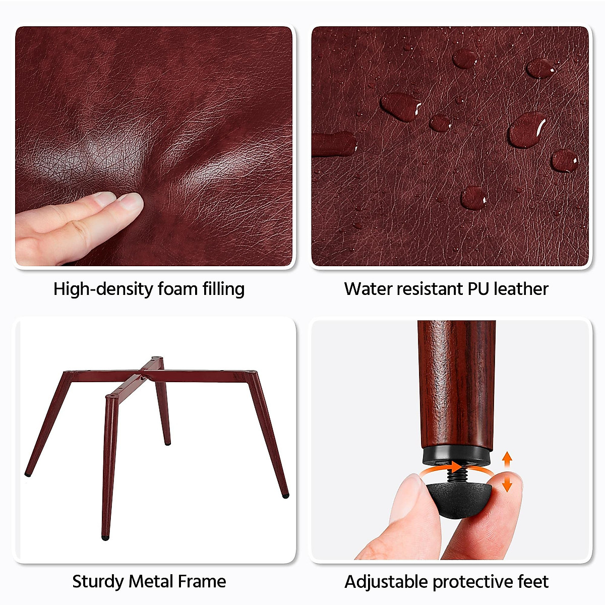 Yaheetech PU Leather Armchair, Mid-Century Accent Chair with Tapered Legs Tufted Sofa High Back Oversized Chairs for Living Room Home Office Bedroom, Chestnut Brown