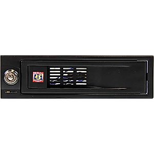 StarTech.com 5.25in Trayless Hot Swap Mobile Rack for 3.5in Hard Drive - Internal SATA Backplane Enclosure - Lockable drive bay , TAA (HSB100SATBK)