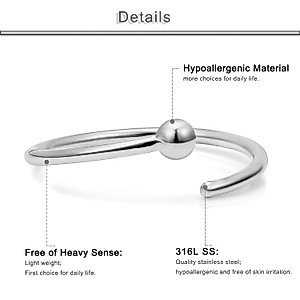 Yaalozei 20G Nose Rings Hoop Piercing Jewelry for Women 20 Gauge Stainless Surgical Steel Thin Septum Nose Eyebrow Lip Smiley Ring Cartilage Tragus Helix Rook Daith Hoop Earring Piercing Jewelry Men