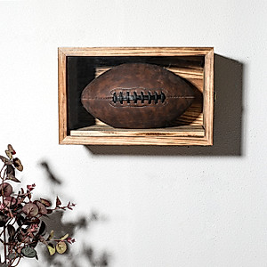 Freezing point Football Display Case Wall Mount Full Size Large Big Wooden Football Shadow Box Memorabilia Collectibles Holder Sports Ball Stand Storage Shelf Frame Boys Room Decor