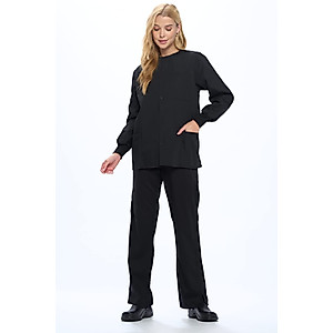 Natural Uniforms Warm Up Scrub Jacket-Black-Large