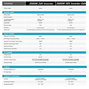 3000W Off The Grid Solar Inverter 110V/220V with 80A MPPT Solar Charger Controller, Pure Sine Wave Hybrid Inverter Support Split Phase for 48V Battery Off The Grid Solar Home Use Solar Power Inverter