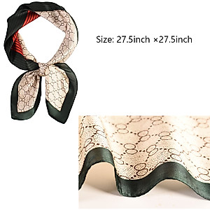 FYLuoke 4 Pcs 27.5 Inch Head Scarf Silk Bandana Satin Hair Scarf Square Neck Scarf for Women Girls (C-01)