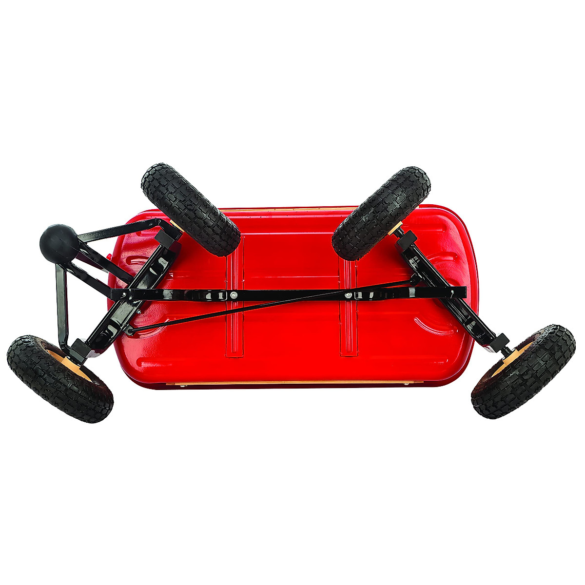 Schwinn Quad Steer 4x4 Wagon for Kids Red, Large Air-Filled Tires, Extra Deep Heavy Gauge Steel, Telescopic Extendable Handle, Real Wood Panels, Easy Assemble