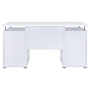 Coaster Furniture Tracy Modern Contemporary 2 Drawer Home Office Computer Desk with Keyboard Tray Storage File Cabinet White 800108