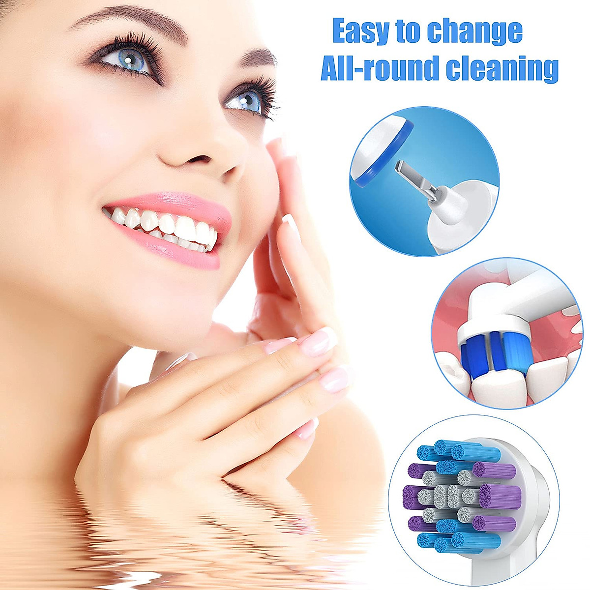 Replacement Toothbrush Heads for Oral-B, 4 Pack Replacement Heads Compatible with Oral B Braun Electric Toothbrush (4 Pack) (White, 1 Count (Pack of 4))