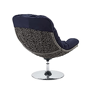 Modway Brighton Outdoor Patio Wicker Rattan Swivel Lounge Chair in Light Gray Navy